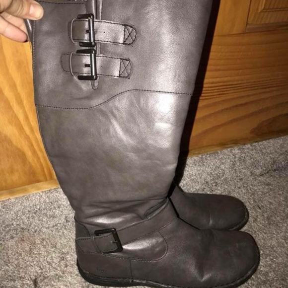 boc | Shoes | Born Boc Leather Knee High Boots Grey 9 2 | Poshmark